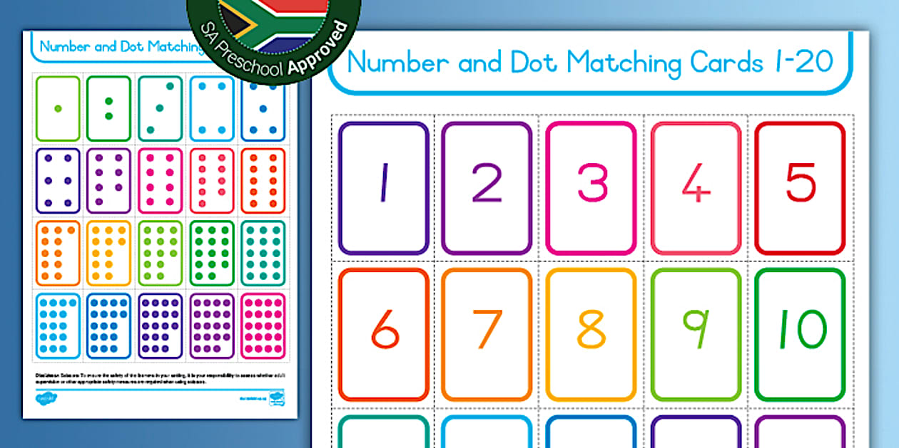 Preschool Numeracy: Number and Dot Match Cards 1-20 - Twinkl