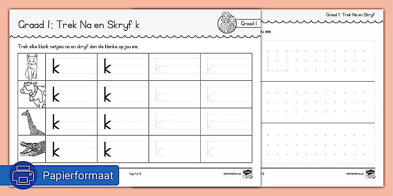 Graad 1 Klanke Handskrif en Lettervorming k (teacher made)