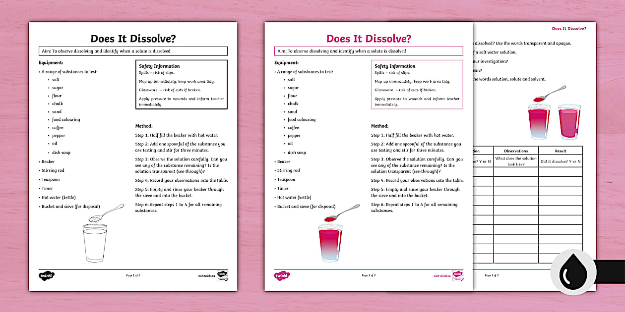 Does it Dissolve? Investigation Instruction and Recording