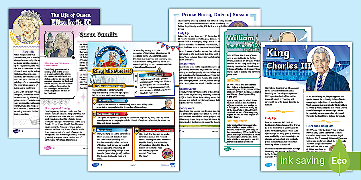 UKS2 The Royal Family Differentiated Reading Comprehension Bumper Pack