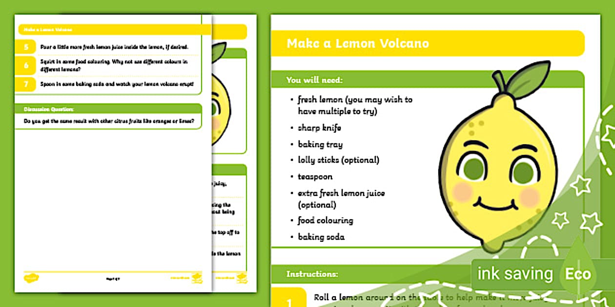 Lemon Volcano Experiment - EYLF- Science (teacher made)