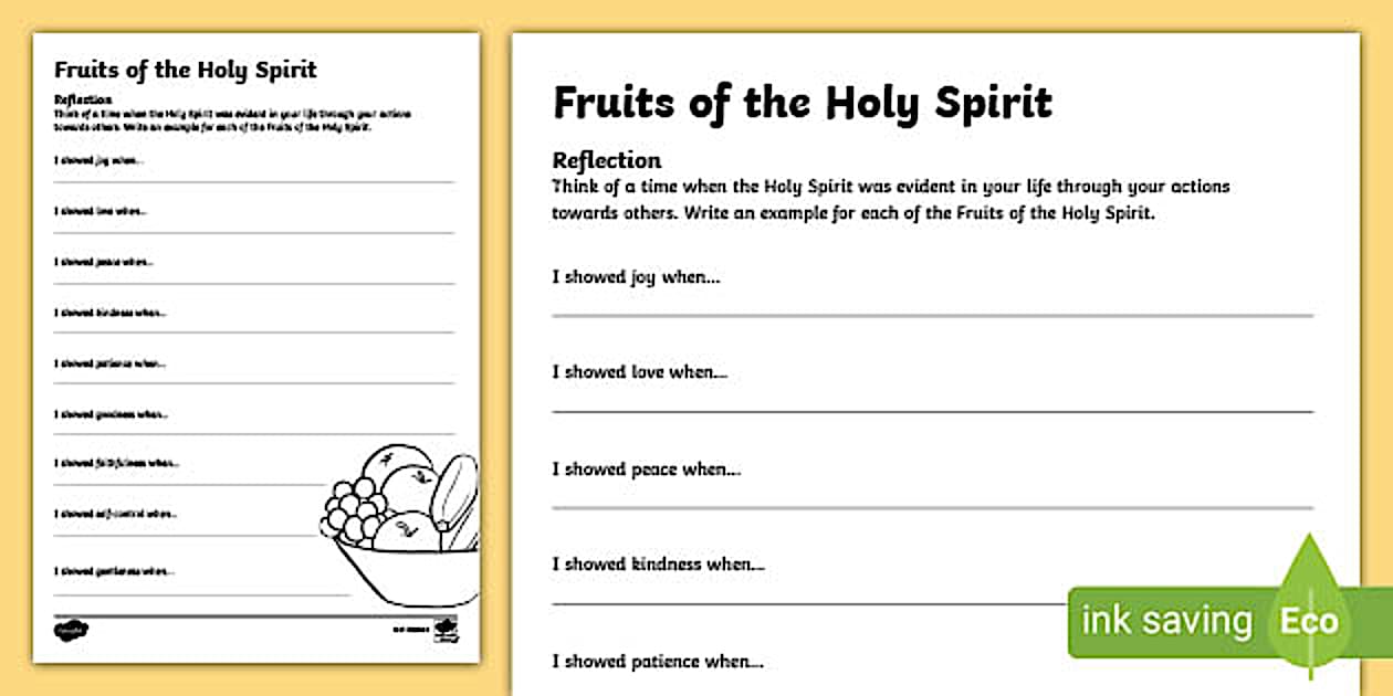 The Fruits of the Holy Spirit Worksheets