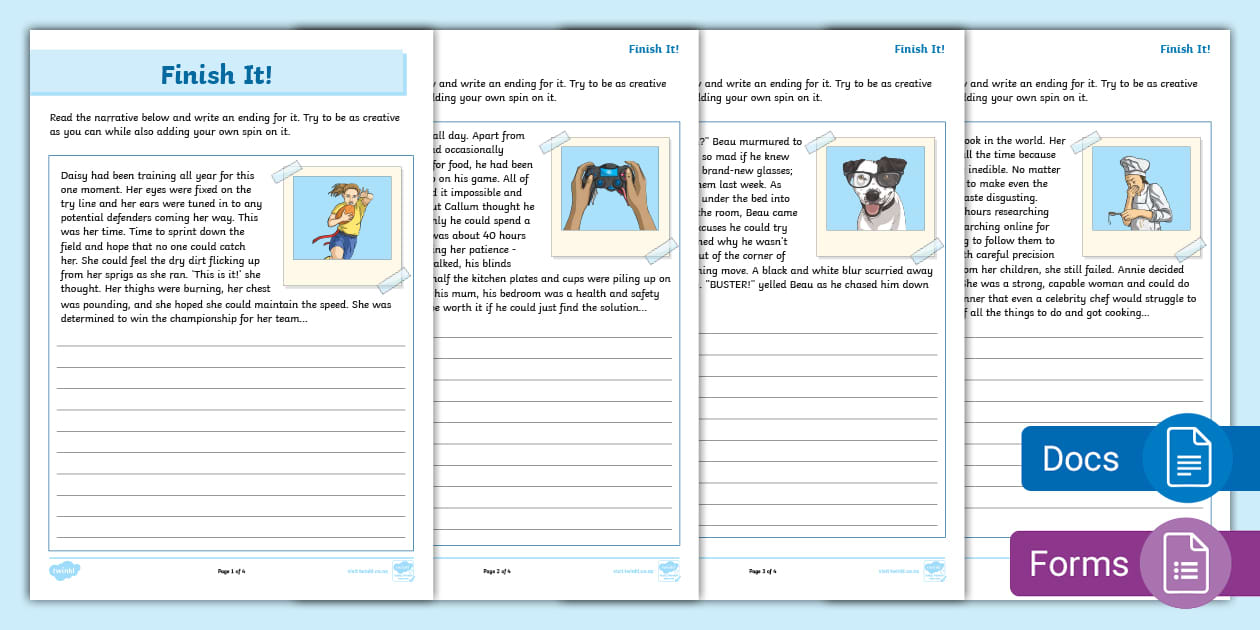 Finish the Sentence Writing Prompts - Twinkl