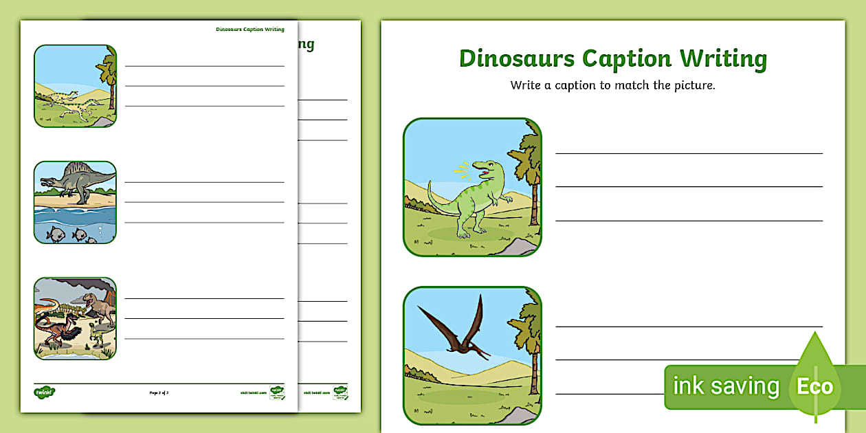 Dinosaurs Caption Writing Activity | Twinkl (teacher made)
