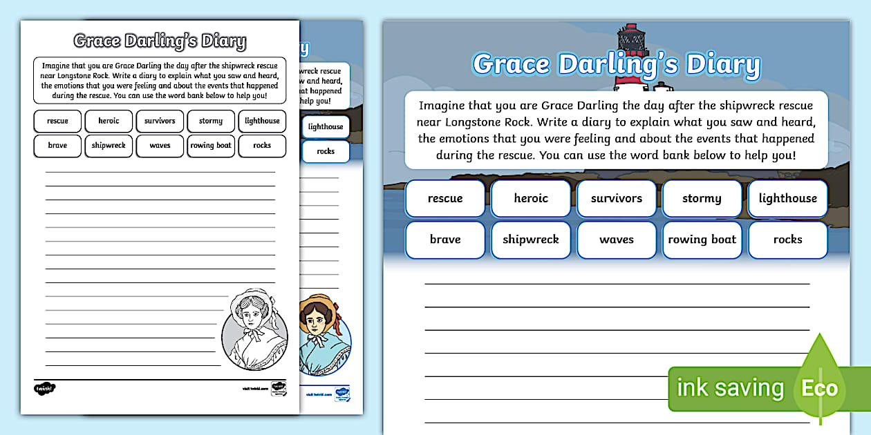 Diary of Grace Darling Writing Frame (teacher made) - Twinkl