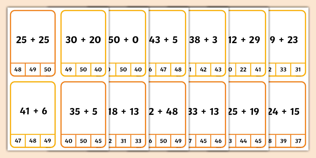 👉 Addition to 50 Peg Cards (teacher made) - Twinkl