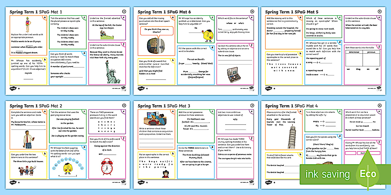 Year 4 Spring Term 1 SPaG Activity Mats (teacher made)