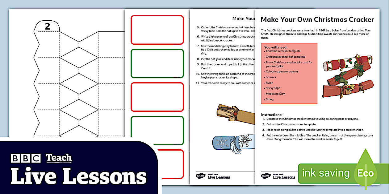 FREE! - Christmas Cracker Template - Paper Craft Activity - Primary