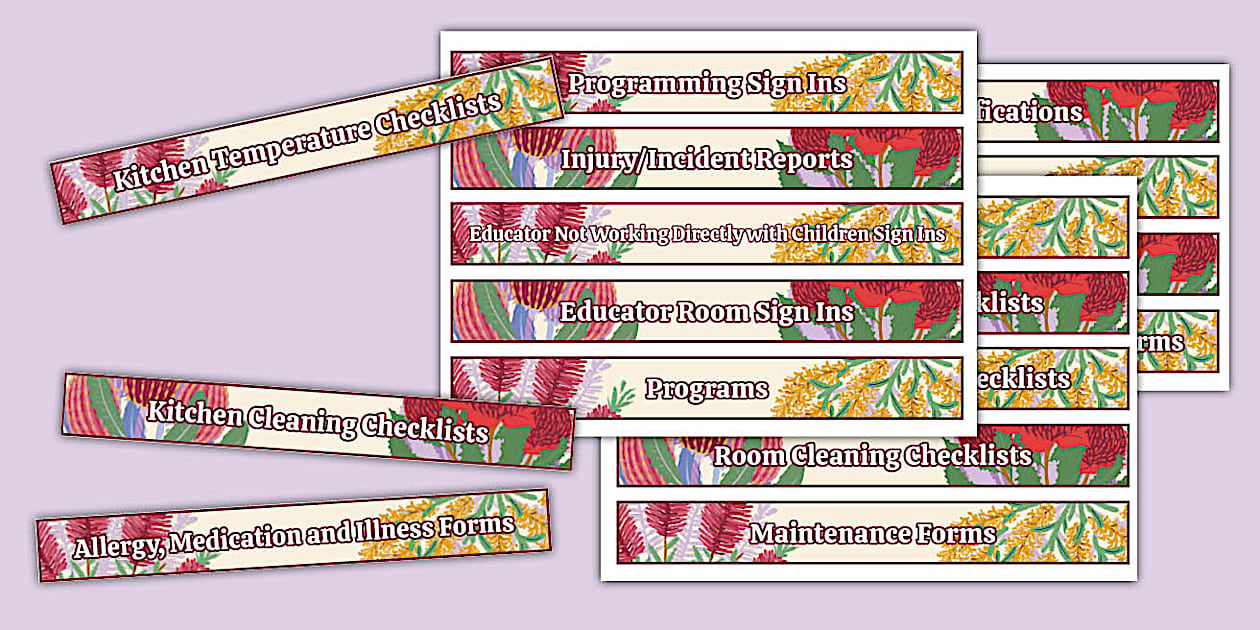 Compliance Folder Spine Labels (Australian Flora and Fauna Theme)