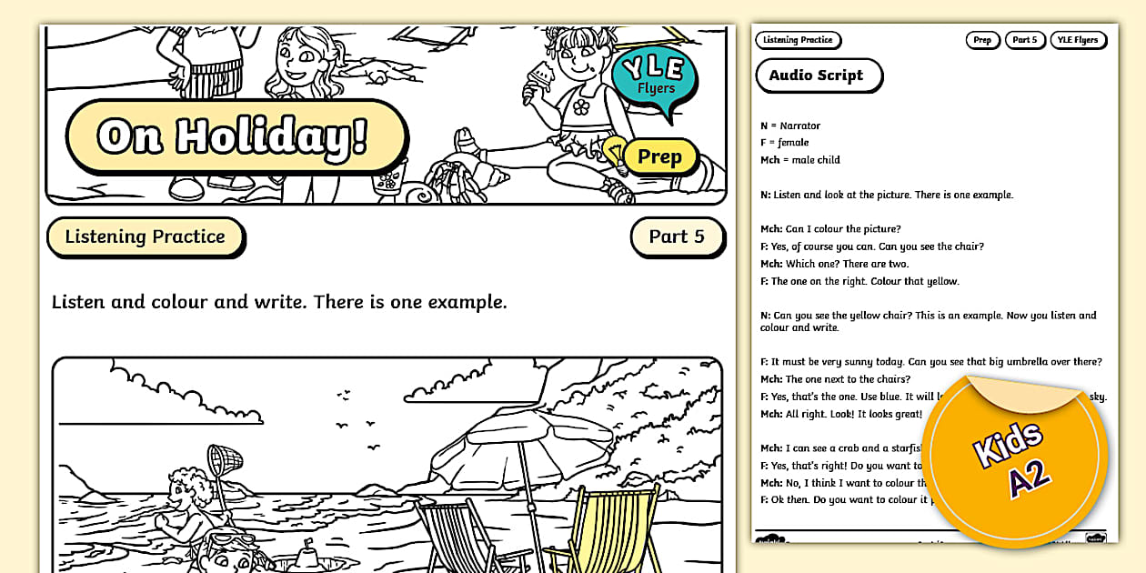 YLE Flyers Listening Part 5 - On Holiday! with Audio!