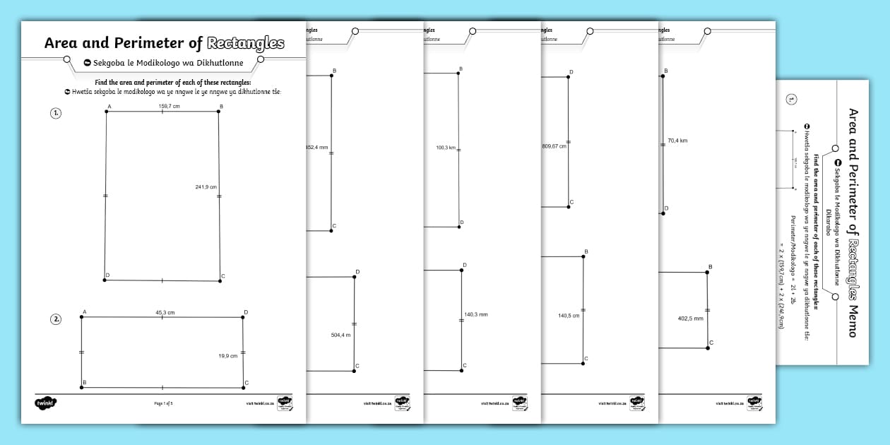 Area and Perimeter of Rectangles – Grade 7 Activity Sheet - Sepedi