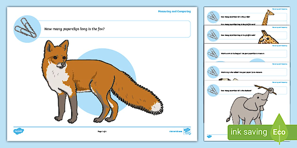 Editable Measuring And Comparing Activity Animals - Twinkl
