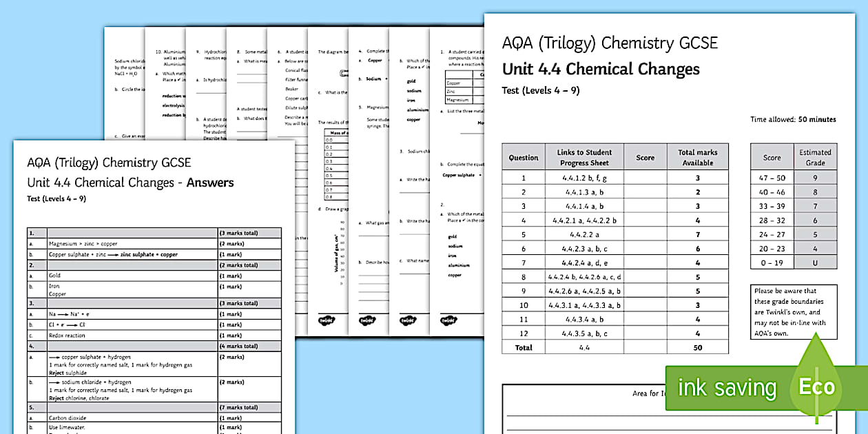 AQA Style Chemistry (Separate): Unit 4 Chemical Changes