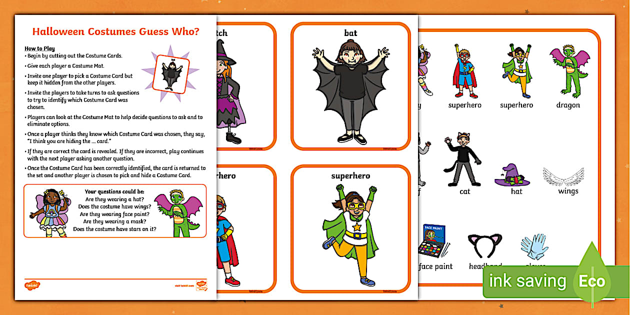 Halloween Costumes Guess Who? Activity (teacher made)