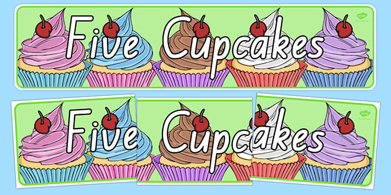 Five Cupcakes Display Banner - Twinkl