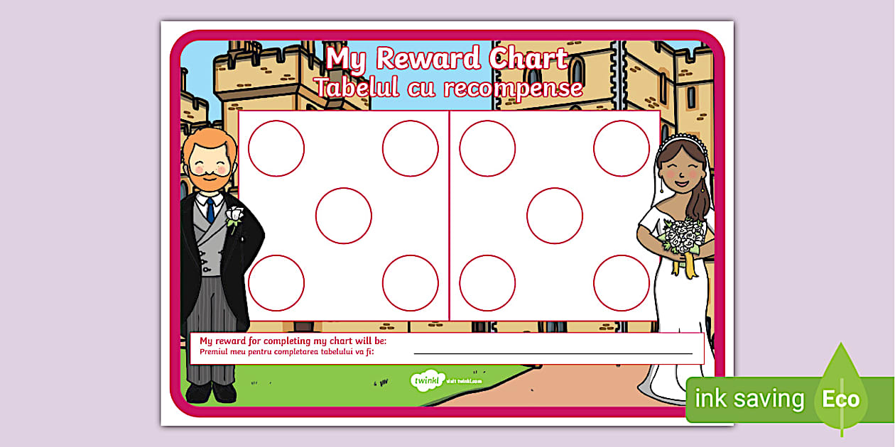 Wedding Hungarian Number Picture Sticker Reward Charts - English/Romanian
