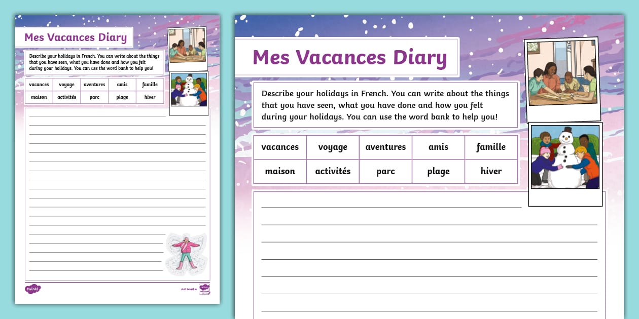 Mes Vacances Diary Writing Frame (teacher made) - Twinkl