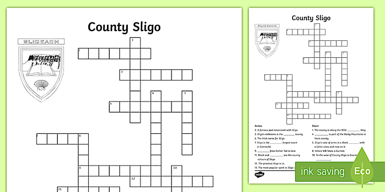 County Sligo Crossword - ROI Topics (teacher made) - Twinkl