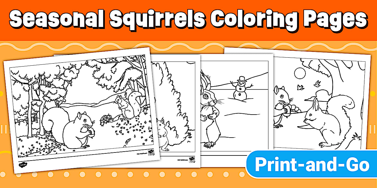 Seasonal Squirrels Coloring Pages