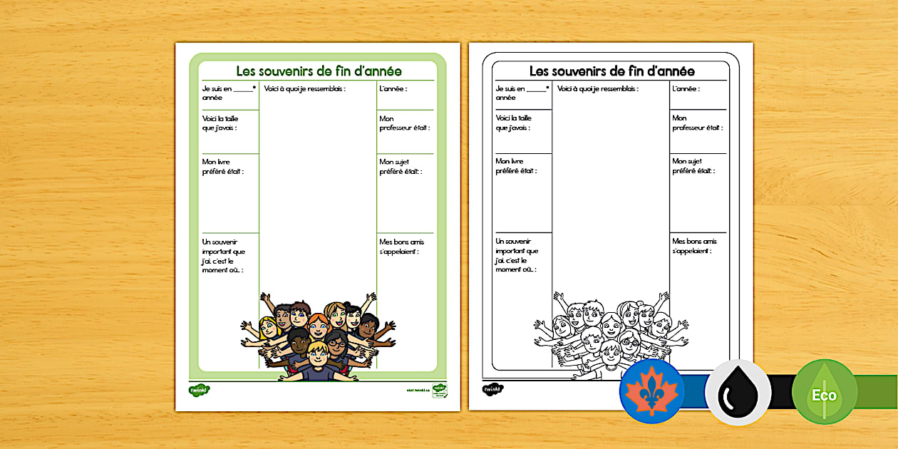 End of Year Memories Activity in French