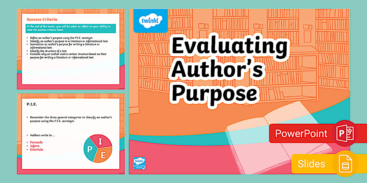 Sixth Grade Evaluating Author's Purpose PPT & Google Slides
