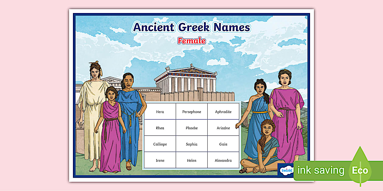 Ancient Greek Names - Female Display Poster