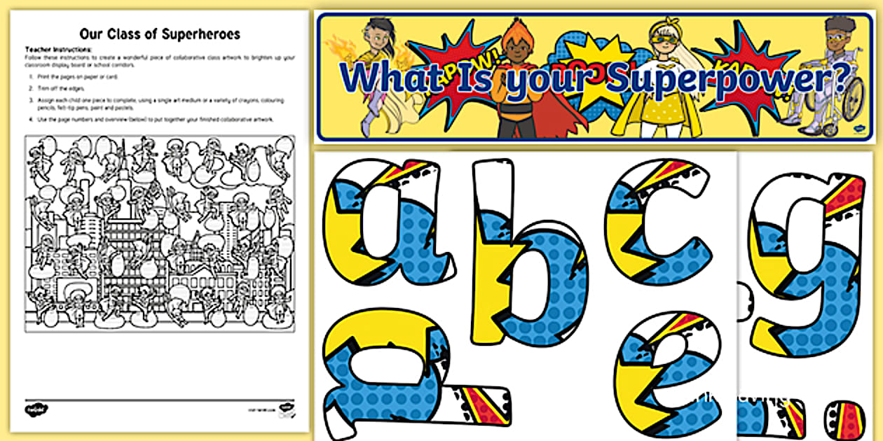 Our Class of Superheroes Collaborative Colouring Display Pack