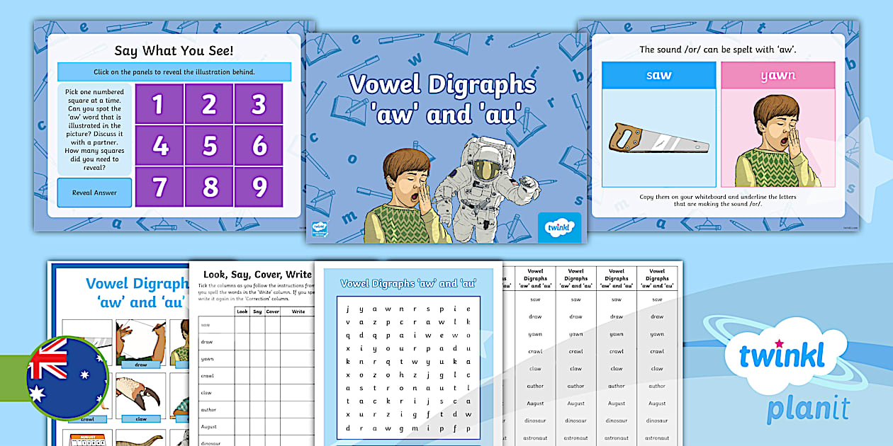 Year 3 Spelling: Vowel Digraphs 'aw' and 'au' (teacher made)