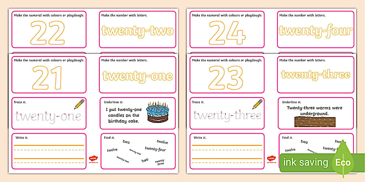 Numbers 21-30 Make Read Write Activity Mat - - Twinkl