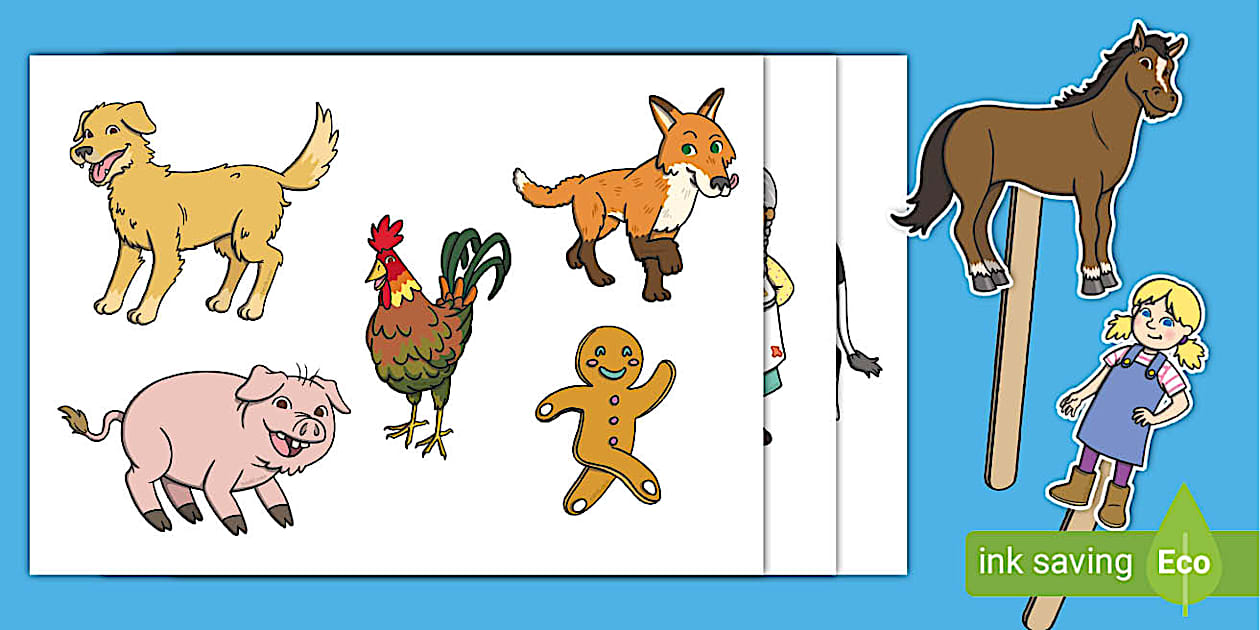 The Gingerbread Man Stick Puppets (teacher made) - Twinkl