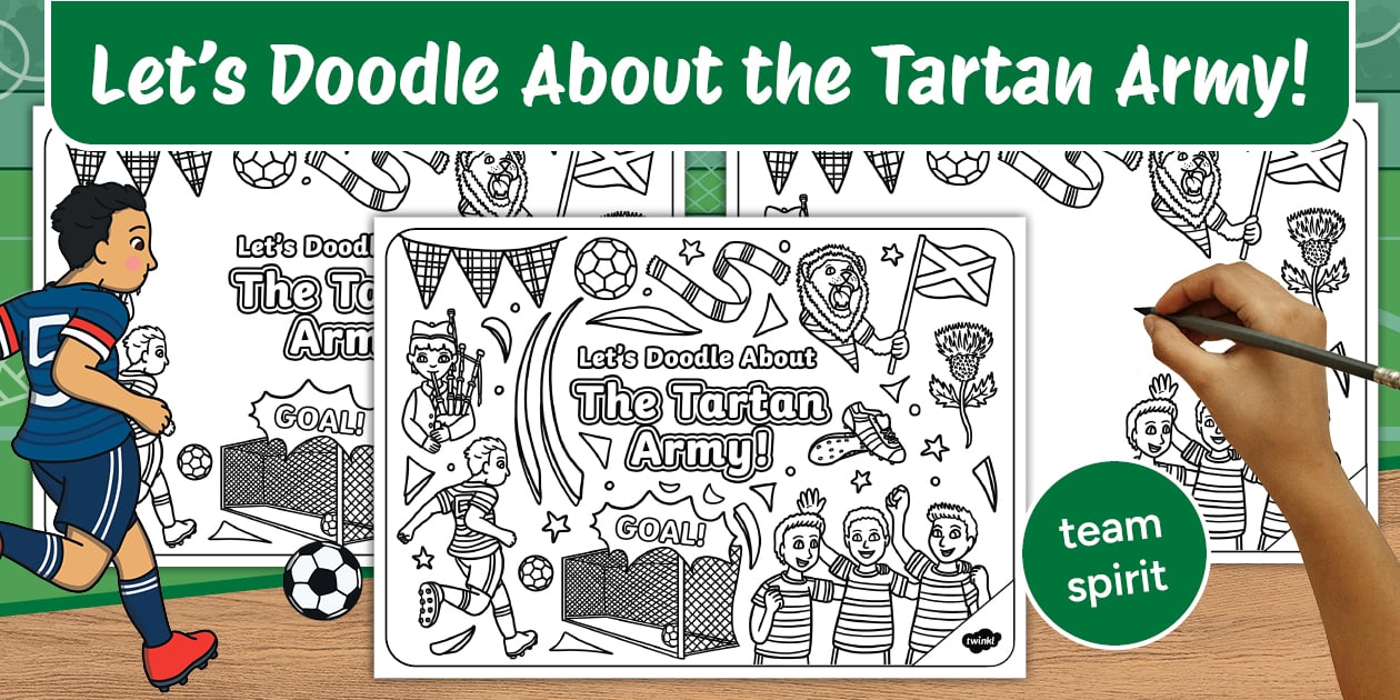 Let's Doodle About the Tartan Army Colouring Pages