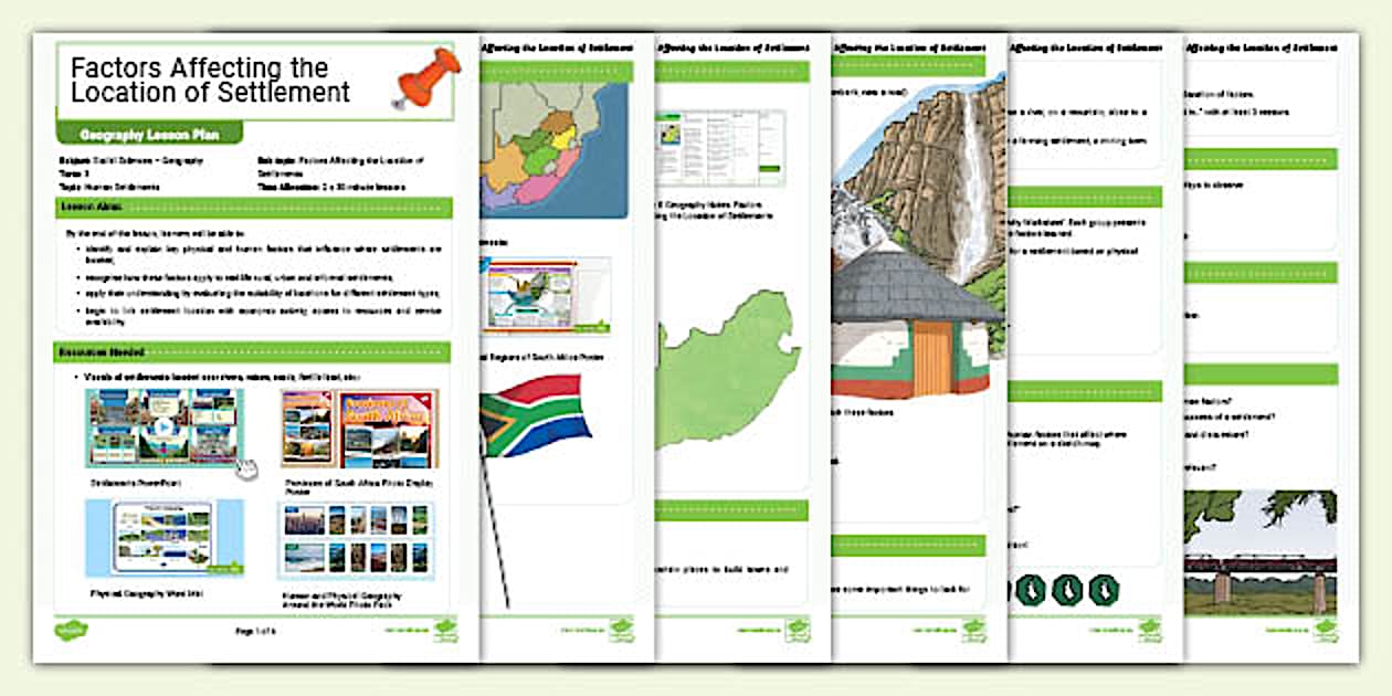 Grade 8 Lesson Plan: Factors Affecting Settlement - Twinkl