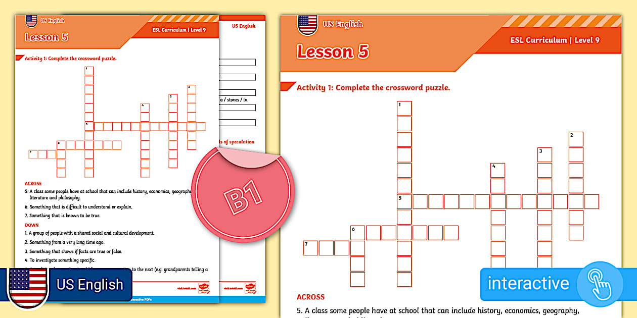 ESL Curriculum Level 9 Lesson 5 Activities