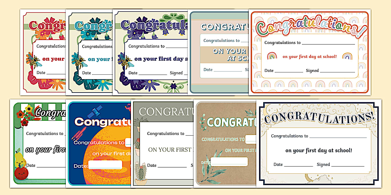 First Day of School Certificate Pack (teacher made) - Twinkl