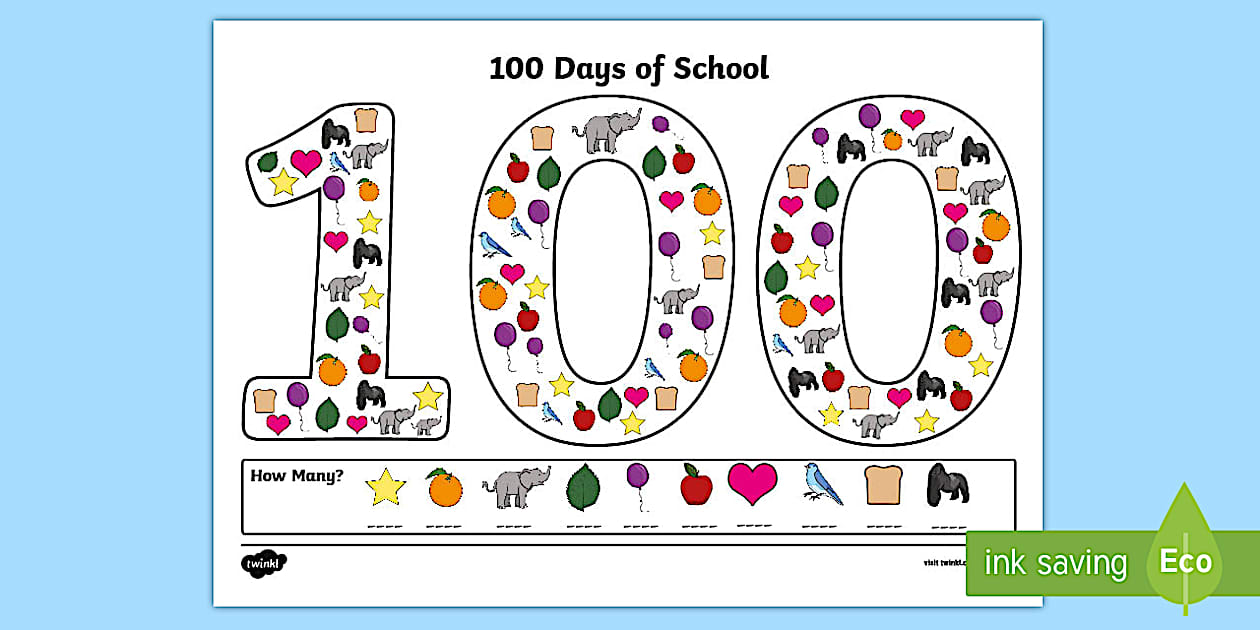 100 Days of School Counting Worksheet / Worksheets - Twinkl