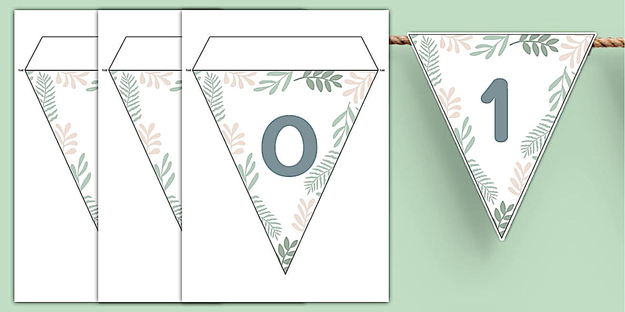 Botanical Themed Number Display Bunting (Teacher-Made)