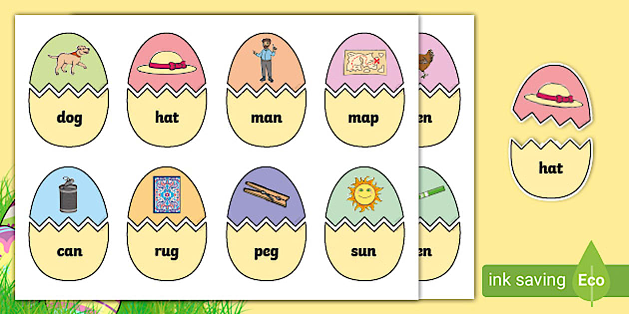 Phase 2 CVC Words Easter Egg Matching Activity - Twinkl