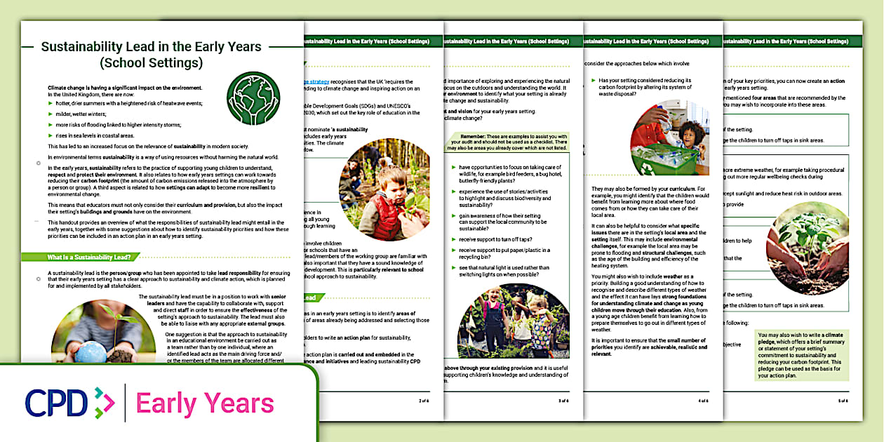 Sustainability Lead in the Early Years | School Settings | Handout