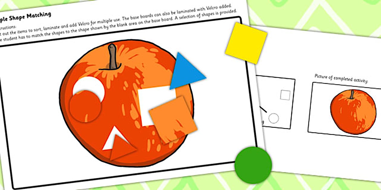 Editable Workstation Pack Various Shape Matching Activities Set 2