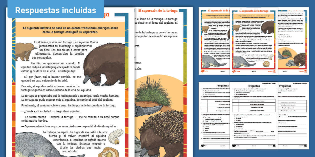 Comprensión lectora por niveles: El caparazón de la tortuga