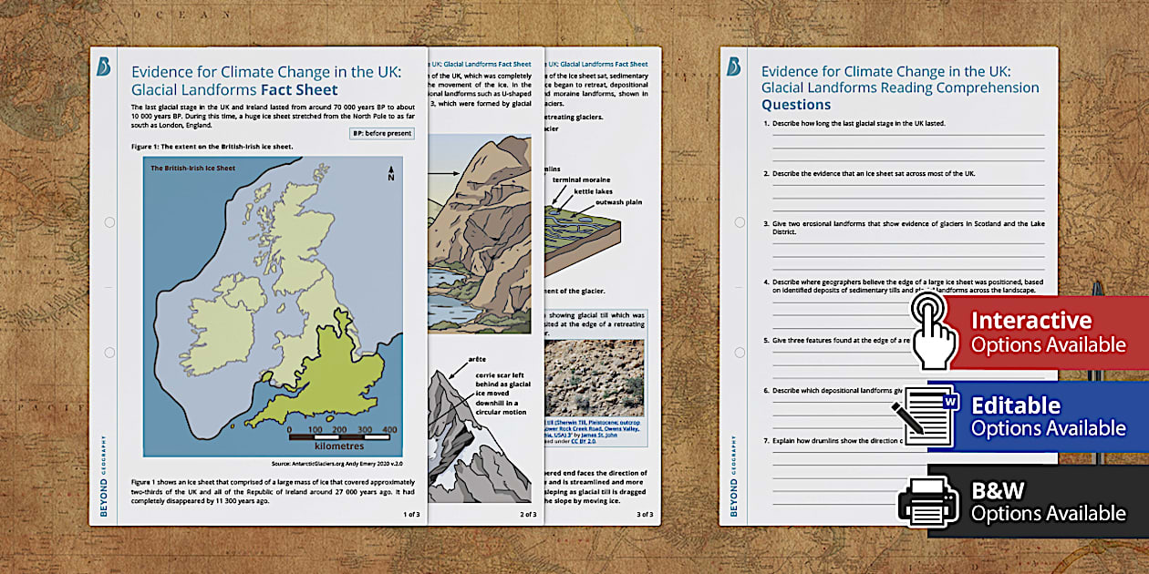 Climate Change in the UK Glacial Landforms Reading Comprehension