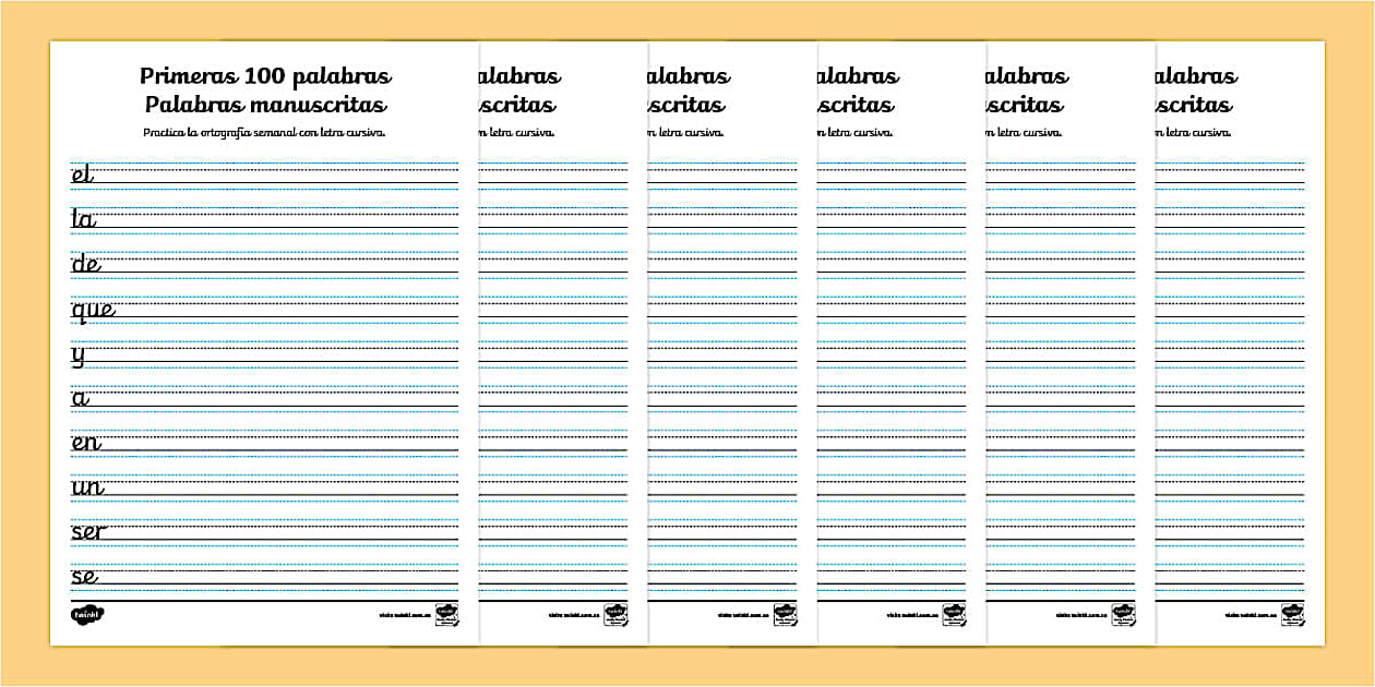 Guía preescolar: 100 palabras del español - Twinkl Colombia