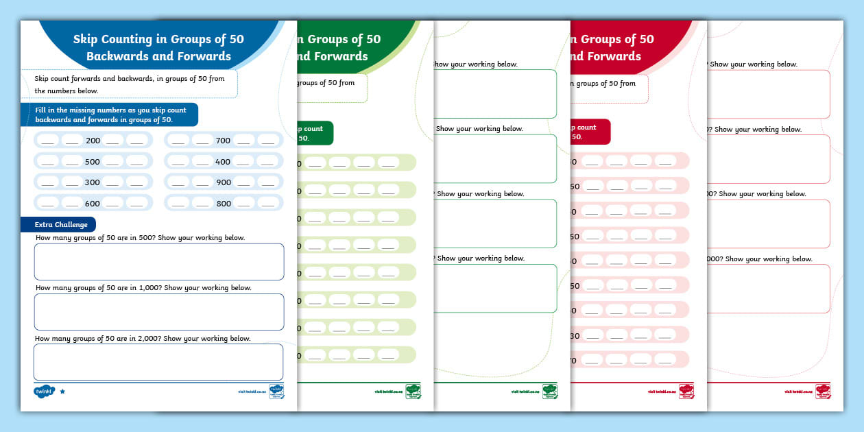 Skip Counting in Groups of 50 Backwards and Forwards