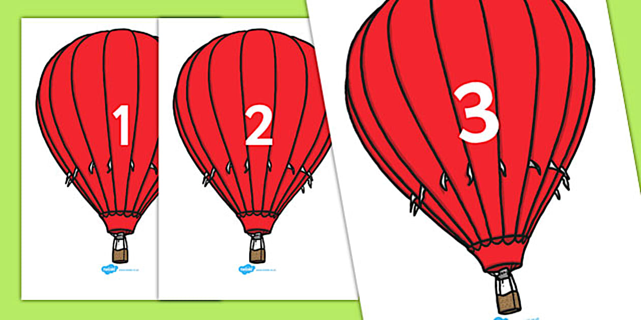 Numbers 0-20 on Hot Air Balloons (plain) - Twinkl