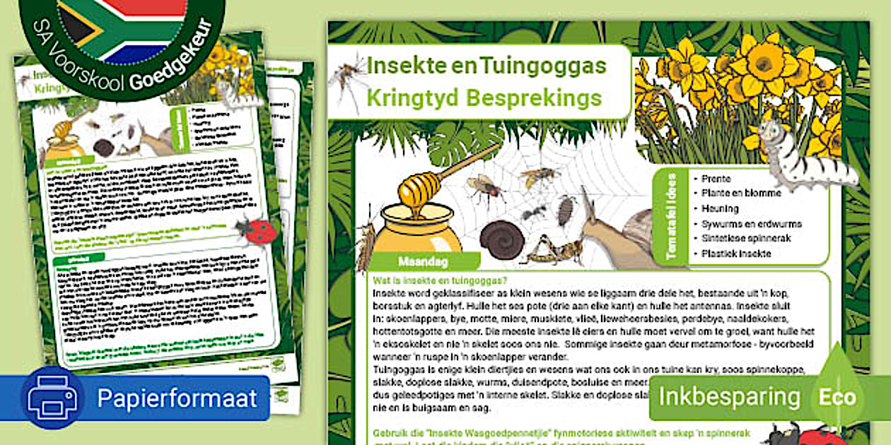 Insekte en Tuingoggas: Kringtyd Besprekingsbladsye - Twinkl