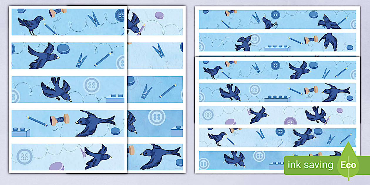 'Bowerbird Blues' Display Borders (teacher made) - Twinkl