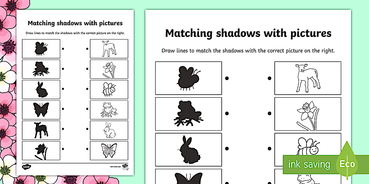 Spring Shadow Matching Worksheet (teacher made) - Twinkl