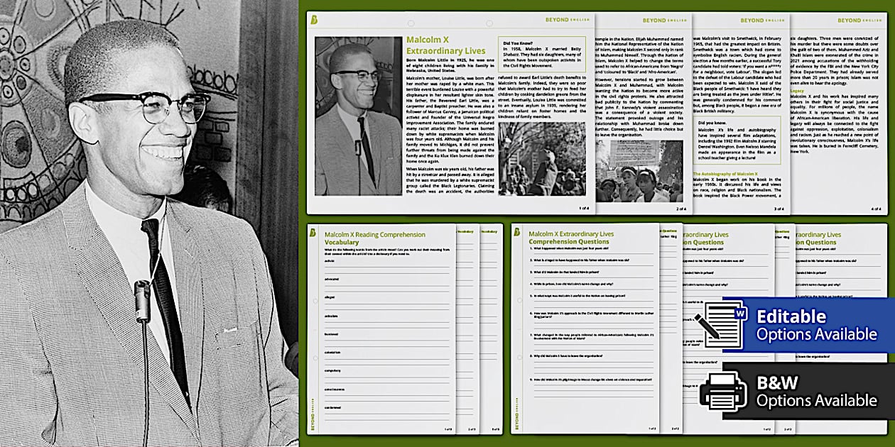 Malcolm X Civil Rights | KS3 Reading Comprehension | Beyond