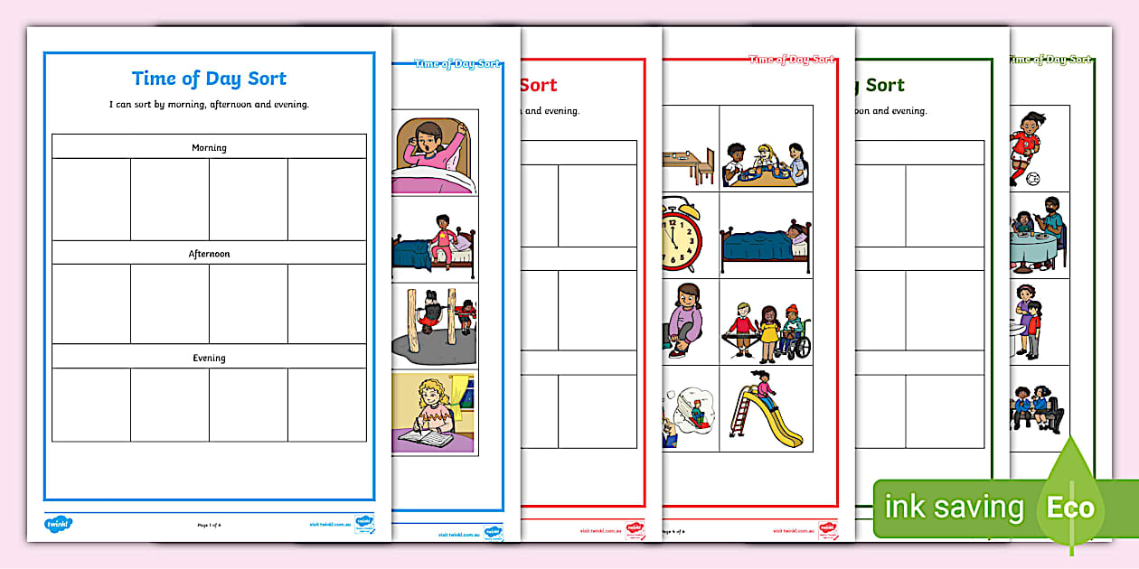 Time of Day Sort Worksheet (teacher made) - Twinkl
