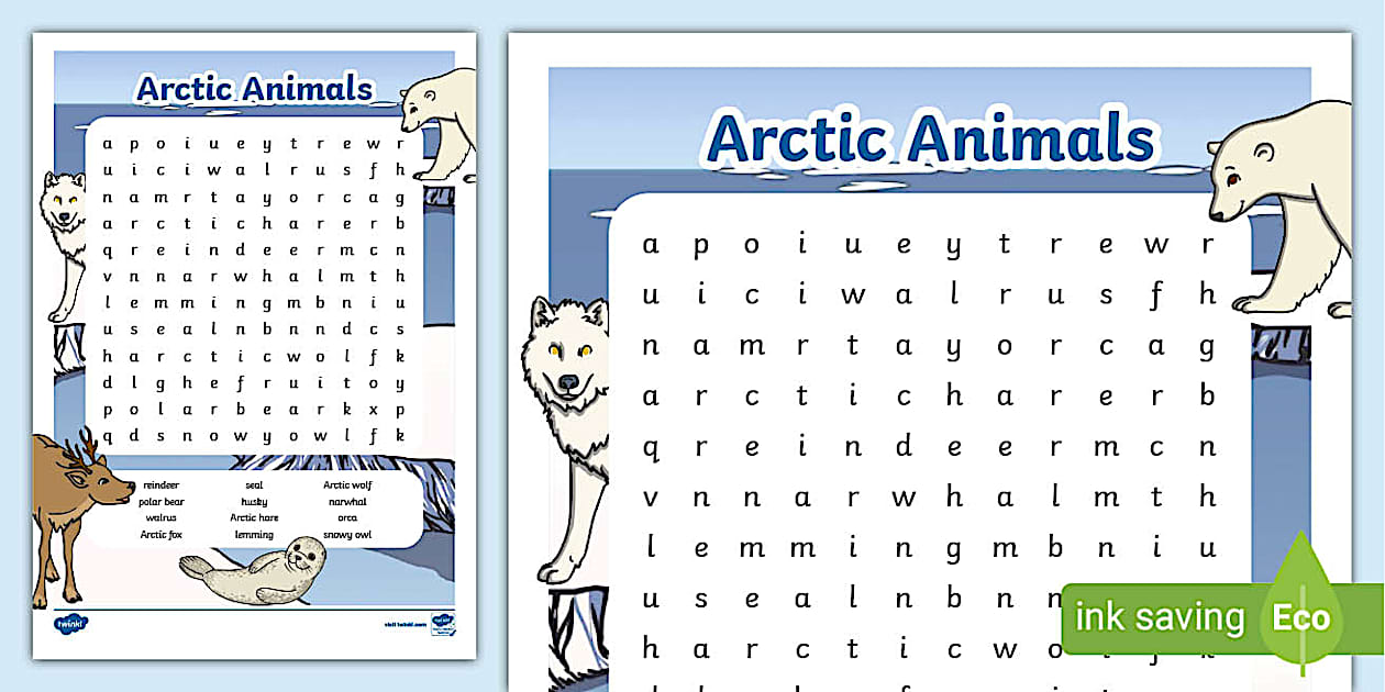 Arctic Animals Word Search - KS1 - Twinkl
